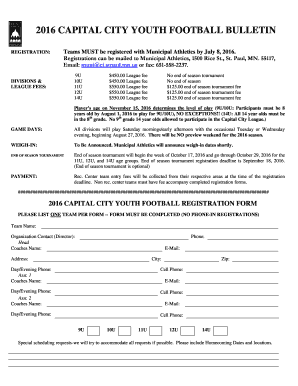 Fillable Online stpaul Football Team Registration Form Fax Email Print ...