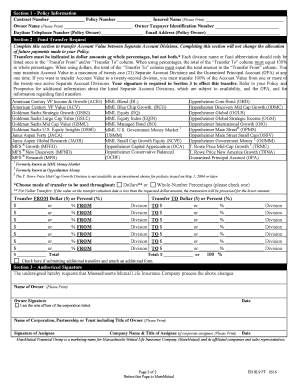Fillable Online Strategic Variable Life Fund Transfer Request Form Fax ...
