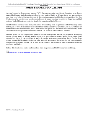 Fillable Online FORM SHAPER MANUAL PDF. FORM SHAPER MANUAL PDF Fax Email Print - pdfFiller
