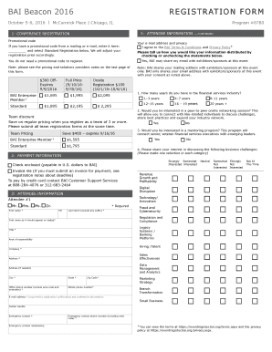 Fillable Online bai BAI Beacon 2016 REGISTRATION FORM Fax Email Print ...