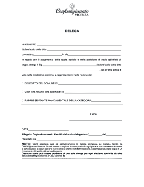 Fillable Online confartigianatovicenza DELEGA Mod Fax Email Print ...