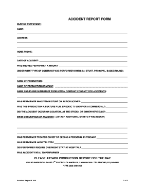 Fillable Online ACCIDENT REPORT NOTIFICATION & ACCIDENT REPORT FORM Fax Email Print - pdfFiller