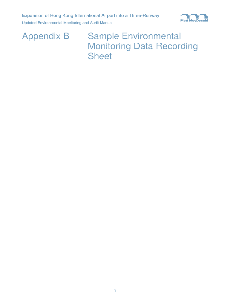 Fillable Online Appendix B - Sample Monitoring Data Recording Sheet Fax Email Print - pdfFiller