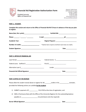 Fillable Online fairfield Financial Aid Registration Authorization Form ...