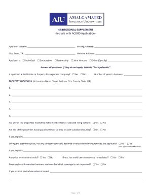 Fillable Online HABITATIONAL SUPPLEMENT (Include with Application) Fax ...