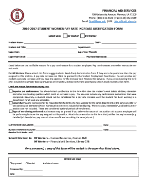 Fillable Online ulm 2016-2017 STUDENT WORKER PAY RATE INCREASE ...