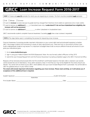 Fillable Online Loan Increase Request Form 2016-2017 Fax Email Print - pdfFiller