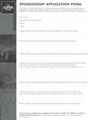 Fillable Online thecoffeeclub co TCCNZ Sponsorship Application Form ...