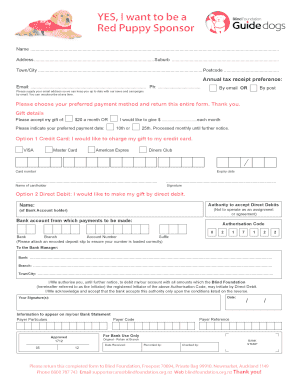 Fillable Online Red Puppy Sponsorship Direct Debit form Fax Email Print ...