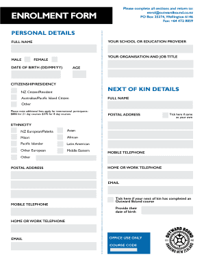 Fillable Online Please complete all sections and return to: ENROLMENT FORM ... Fax Email Print ...