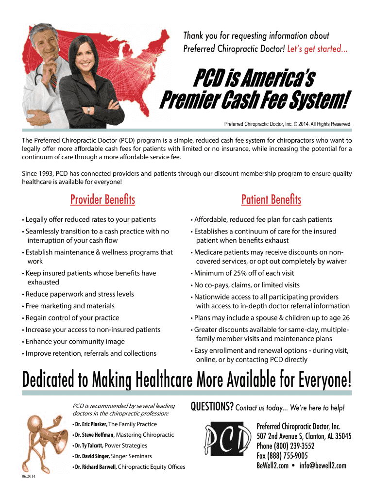 Fillable Online PCD Info Pack - Preferred Chiropractic Doctor Fax Email ...