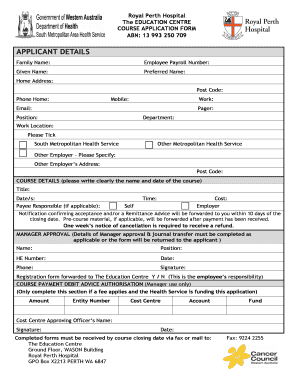 Fillable Online palliativecarewa asn RPH Application form 2012 ...