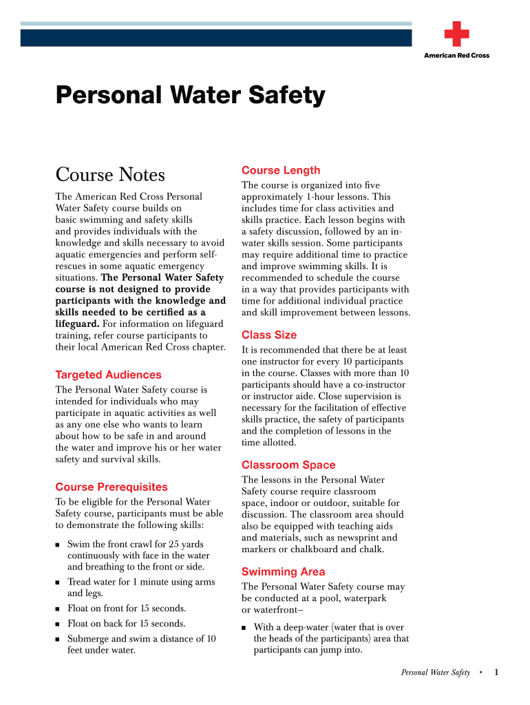 Fillable Online Personal Water Safety - Safety Solved Fax Email Print ...