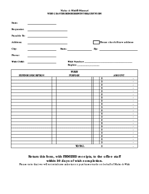 Fillable Online mo wish Return this form, with ITEMIZED receipts, to ...