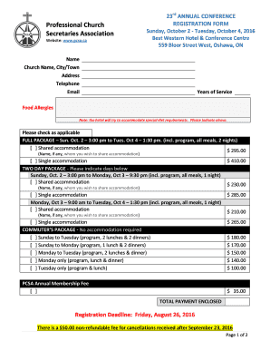 Fillable Online presbyterian ANNUAL CONFERENCE Professional Church ...