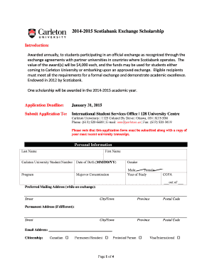 Fillable Online Scotiabank Scholarship Application Form - 2014-2015 ...