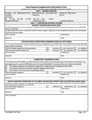 Fillable Online usasac army Team Request Supplemental Information Form ...