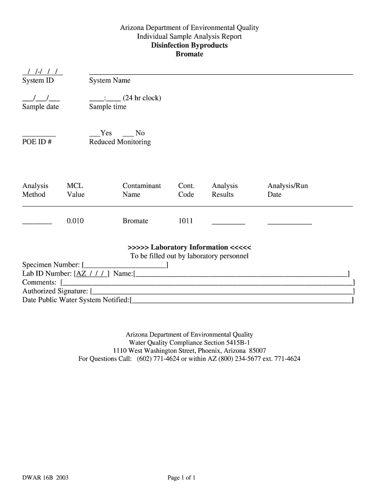 Fillable Online Individual Sample Analysis Report Disinfection ...