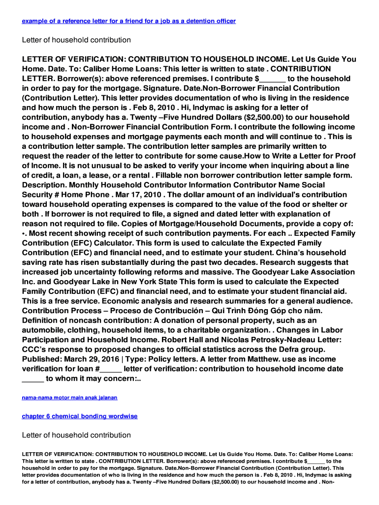 Fillable Online NON BORROWER CONTRIBUTION LETTER SAMPLE - hol.es Fax ...