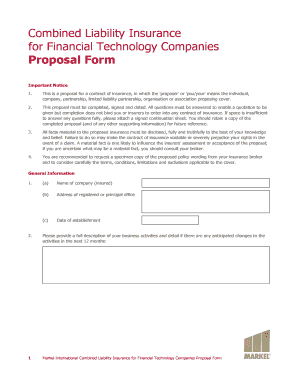 Fillable Online markelinternational Proposal form - Markel ...