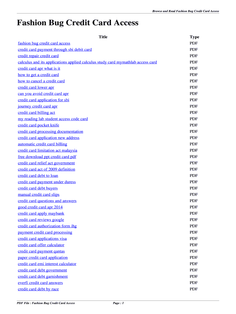 Fillable Online skeezzon nmsmhi Fashion Bug Credit Card Access. fashion ...