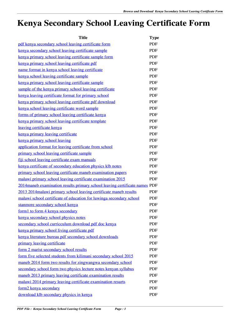 Secondary School Leaving Certificate Download Fill Online Printable 