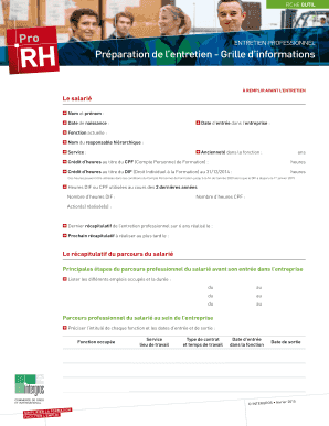 Fillable Online Pr paration de l'entretien - Grille d'informations - Intergros Fax Email Print ...