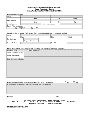 Fillable Online Non-Discrimination And Anti-Harassment - Los Angeles ...