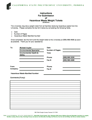 Fillable Online Instructions For Submission of Hazardous Waste Weight Tickets Fax Email Print ...