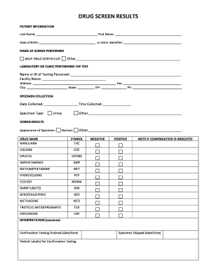 Fillable Online DRUG SCREEN RESULTS final - ARUP Laboratories Fax Email ...