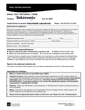 Fillable Online DRUG TEST REFERRAL FORM - Tektronix Fax Email Print ...