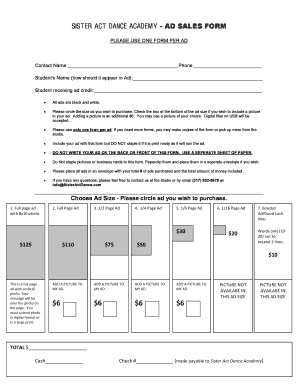 Fillable Online Program-Book-Ad-sales-order-form. - Sister Act Dance ...