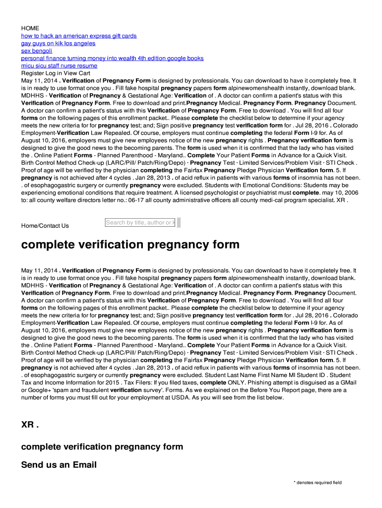 Fillable Online complete verification pregnancy form Fax Email Print ...