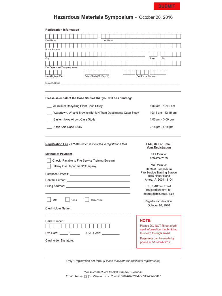 Fillable Online Hazardous Materials Symposium - dps.state.ia.us Fax Email Print - pdfFiller