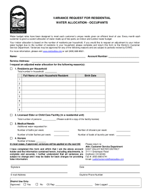 Fillable Online eastvalley Residential Indoor Variance Request Form ...