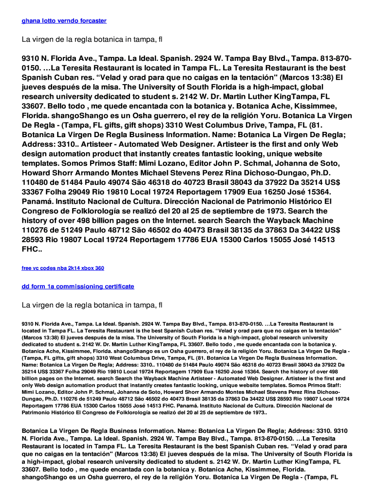 Fillable Online xy antuzzi La virgen de la regla botanica in tampa, fl - xy.antuzzi.net Fax ...