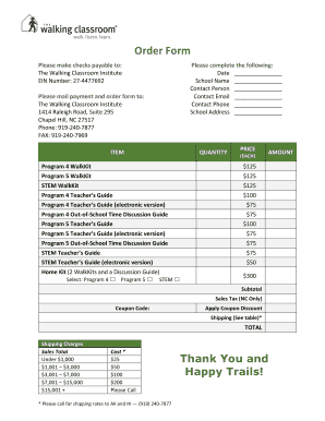 Fillable Online thewalkingclassroom The Walking Classroom Order Form ...