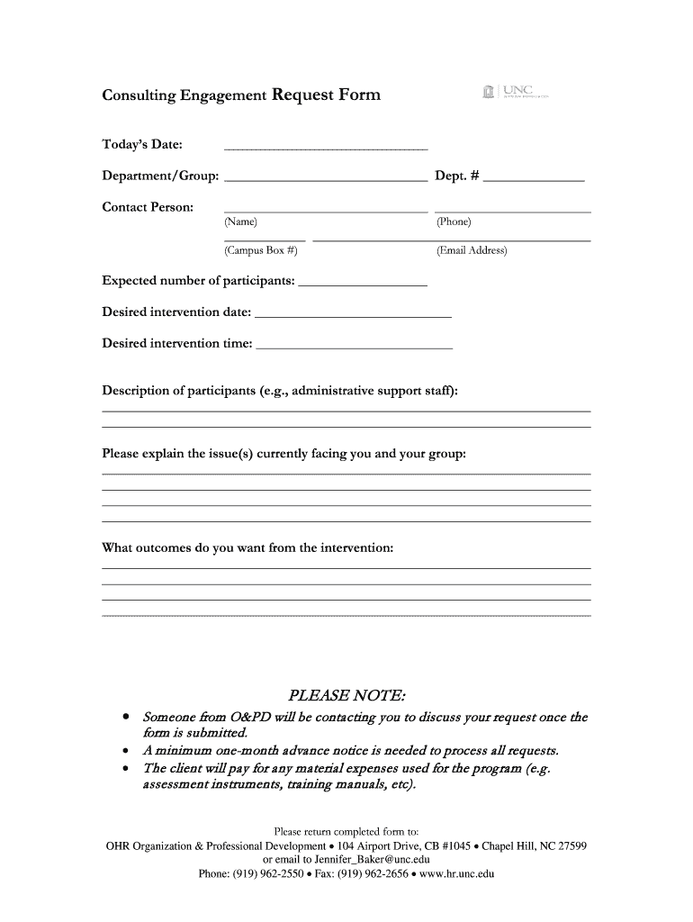 Fillable Online hr unc Retreat Request Form - Human Resources Fax Email ...