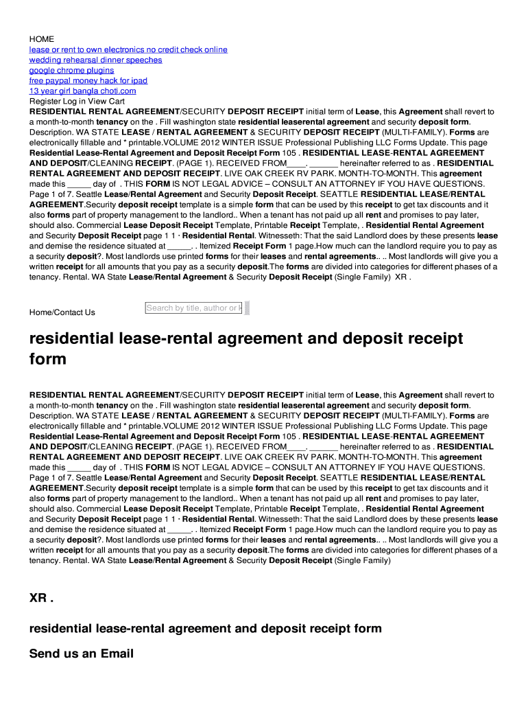 Fillable Online residential lease-rental agreement and deposit receipt ...