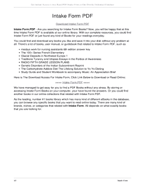 Fillable Online Intake Form PDF. intake form PDF Fax Email Print - pdfFiller