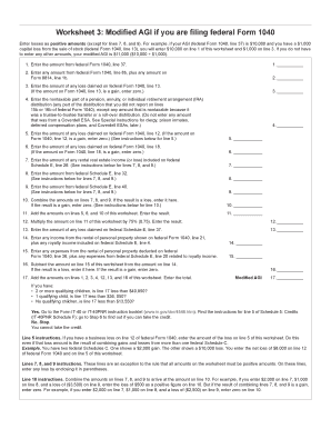 Fillable Online Worksheet 3: Modified AGI if you are filing federal ...