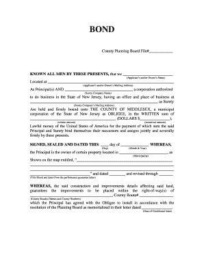 Fillable Online Bond Format - Middlesex County Fax Email Print - pdfFiller