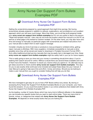 Fillable Online Army Nurse Oer Support Form Bullets Examples. army ...