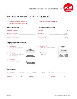 Fillable Online CHECKLIST MOUNTING SYSTEM FOR FLAT ROOFS - k2-systems.com Fax Email Print ...