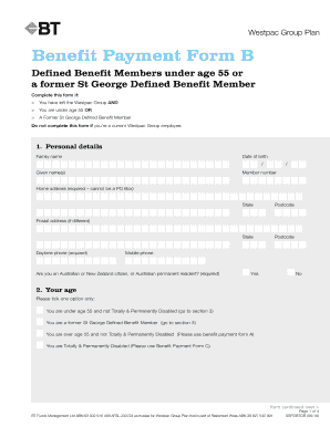 Fillable Online Benefit Payment Form B - Westpac Staff Super Fax Email ...
