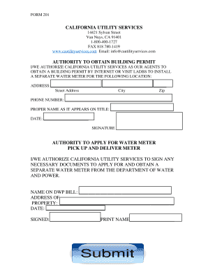 Fillable Online Building Authorization Permit - California Utility ...