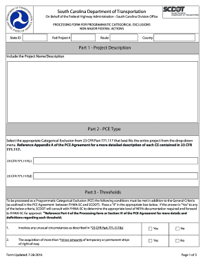 Fillable Online PCE Type Part 3 - Thresholds - South Carolina ...