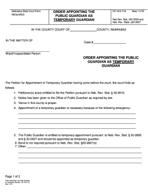 Fillable Online ORDER APPOINTING THE PUBLIC GUARDIAN AS TEMPORARY ...