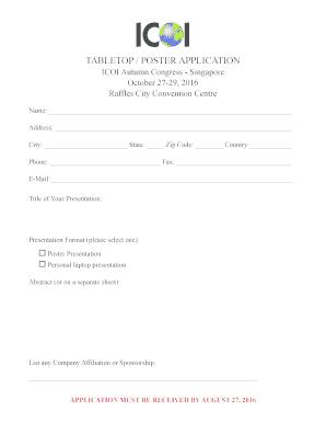 Fillable Online TABLETOP / POSTER APPLICATION Fax Email Print - pdfFiller