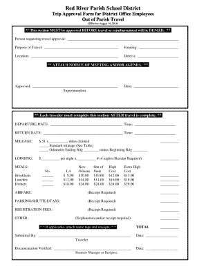 Fillable Online Travel Form - Red River Parish Public Schools Fax Email Print - pdfFiller